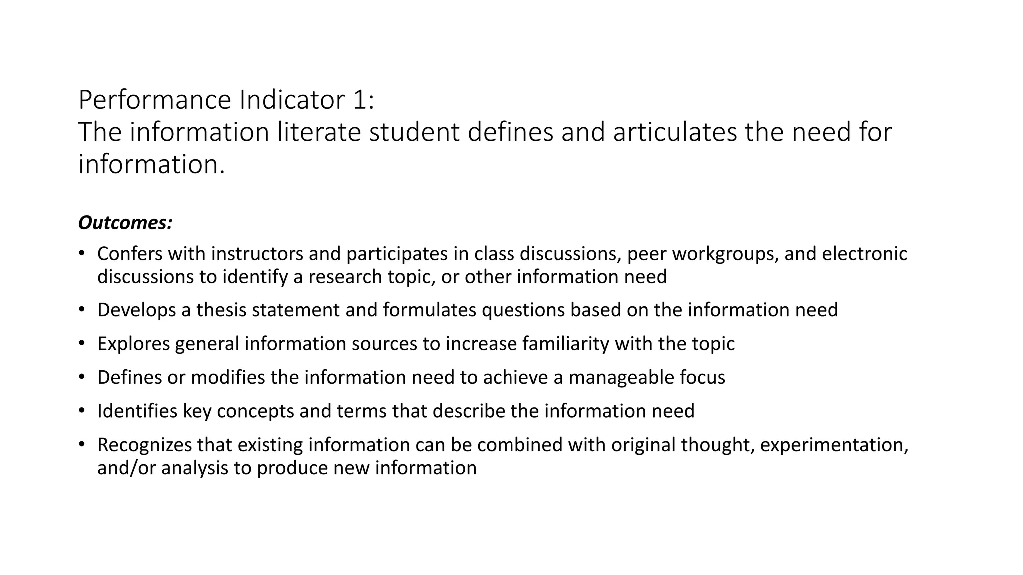 Information Literacy Competency Standards for Higher Education | PPTX