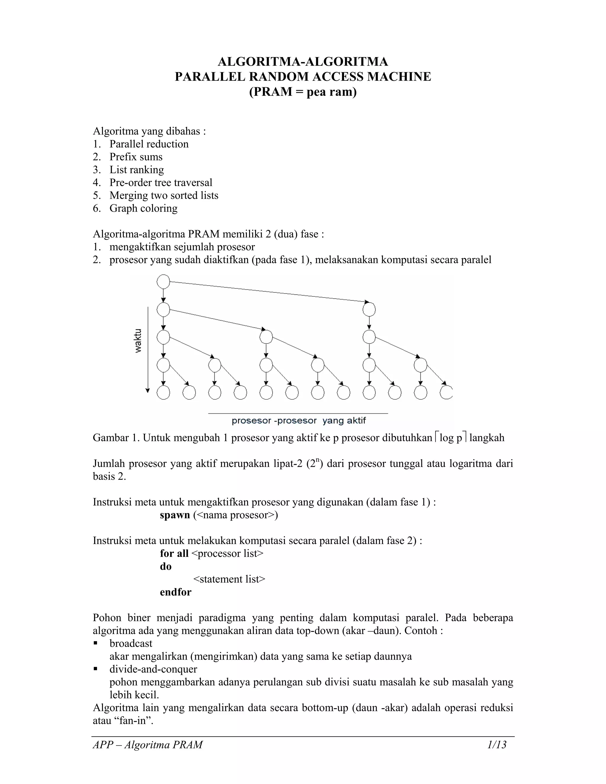 algoritma dan pengolahan paralel bab 3 algoritma pram | PDF