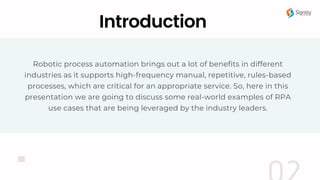 3 Amazing Examples of Real-life RPA Use Cases - Signity | PDF