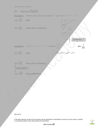 Sec 3 A Maths Notes Indices | PDF