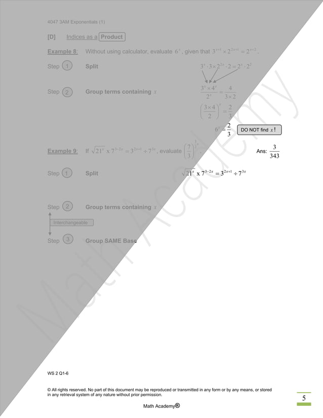 Sec 3 A Maths Notes Indices | PDF
