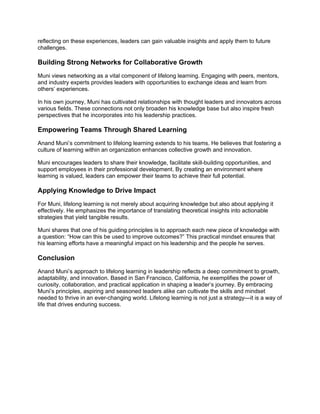Anand Muni’s Approach to Lifelong Learning in Leadership.docx