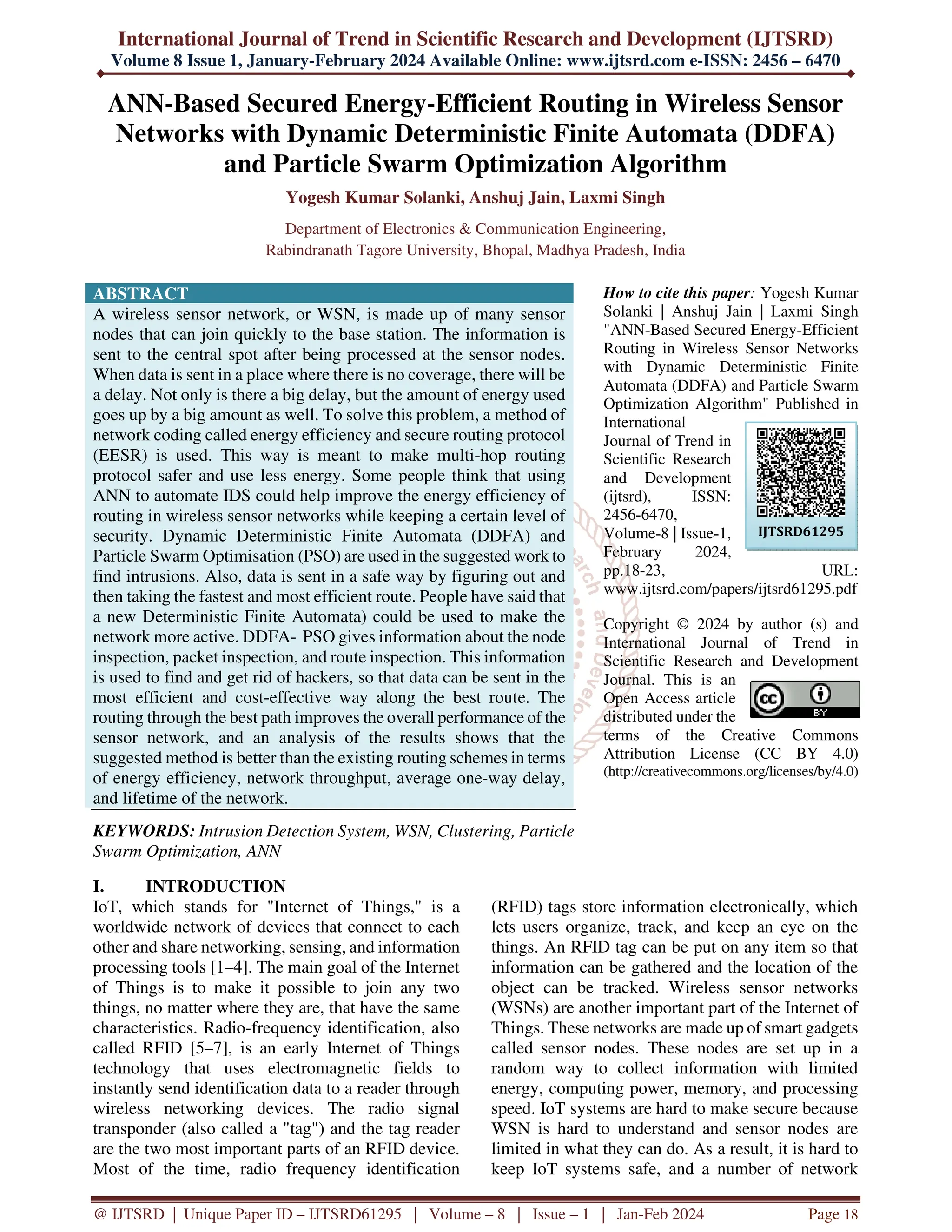Ann Based Secured Energy Efficient Routing In Wireless Sensor Networks With Dynamic