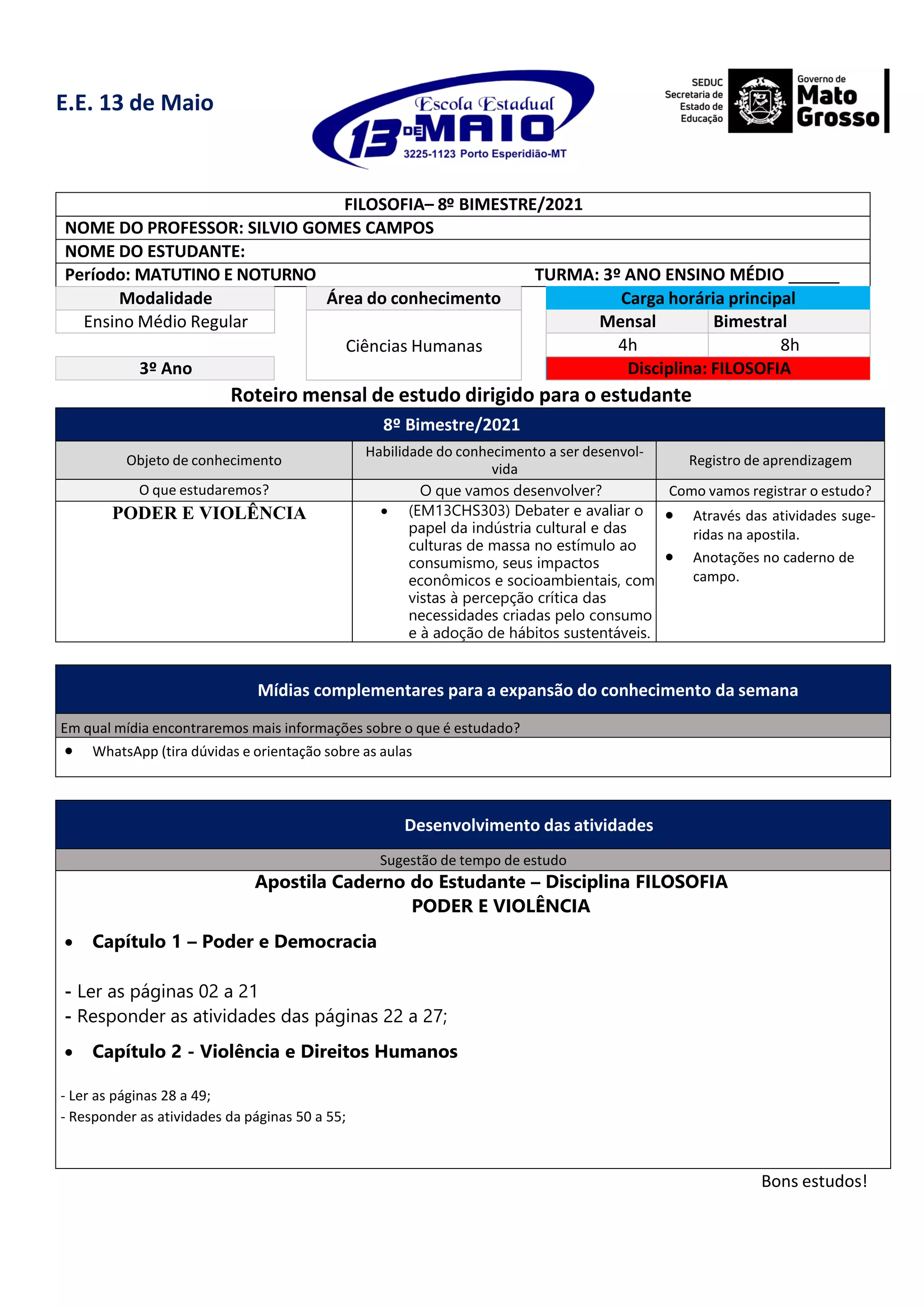 3 ano eja fil - 8º bimestre | PDF