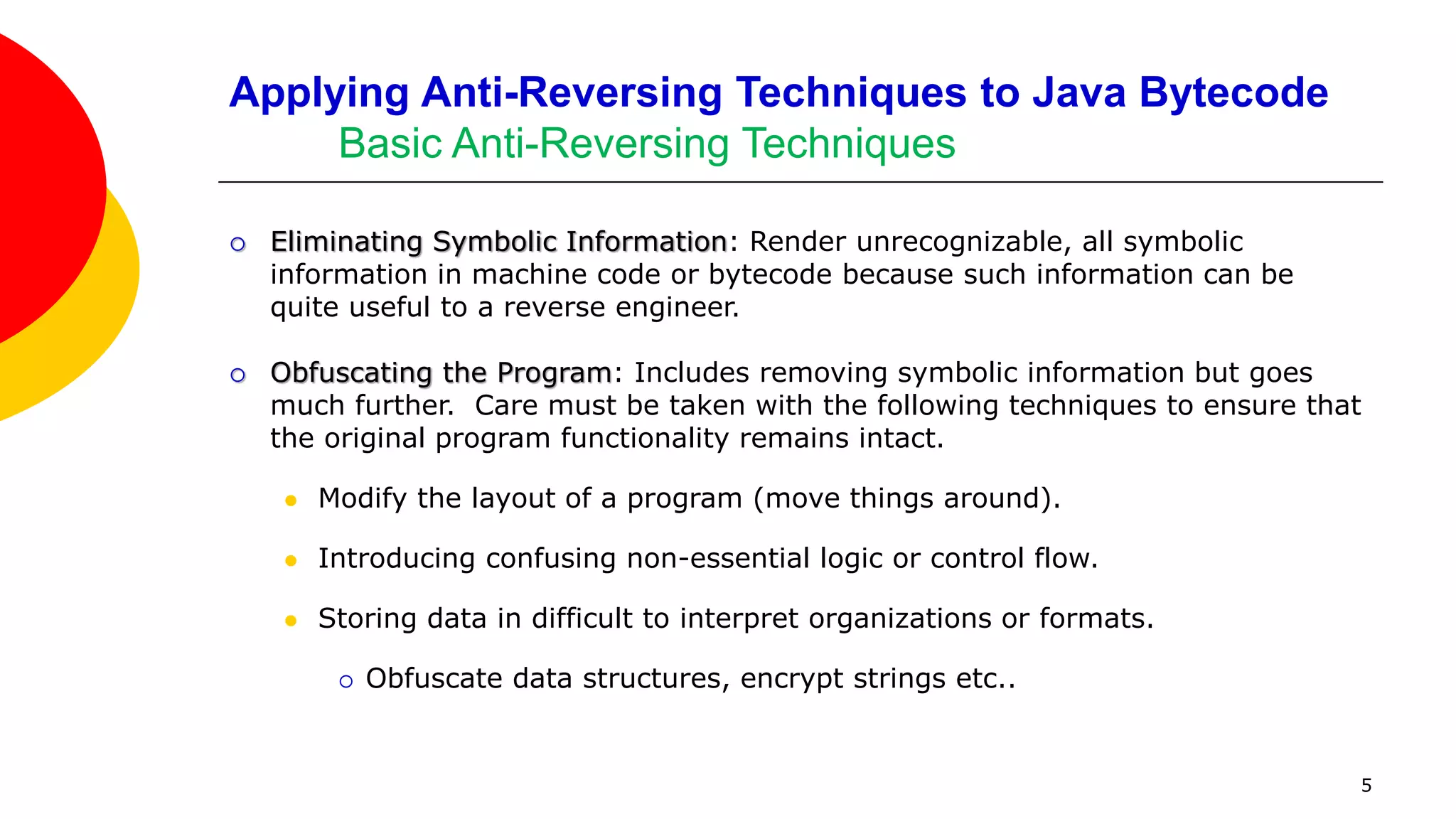 Applying Anti-Reversing Techniques to Java Bytecode | PPT Applying Anti-Reversing Techniques to Java Bytecode | PPT