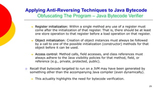 Applying Anti-Reversing Techniques to Java Bytecode | PDF