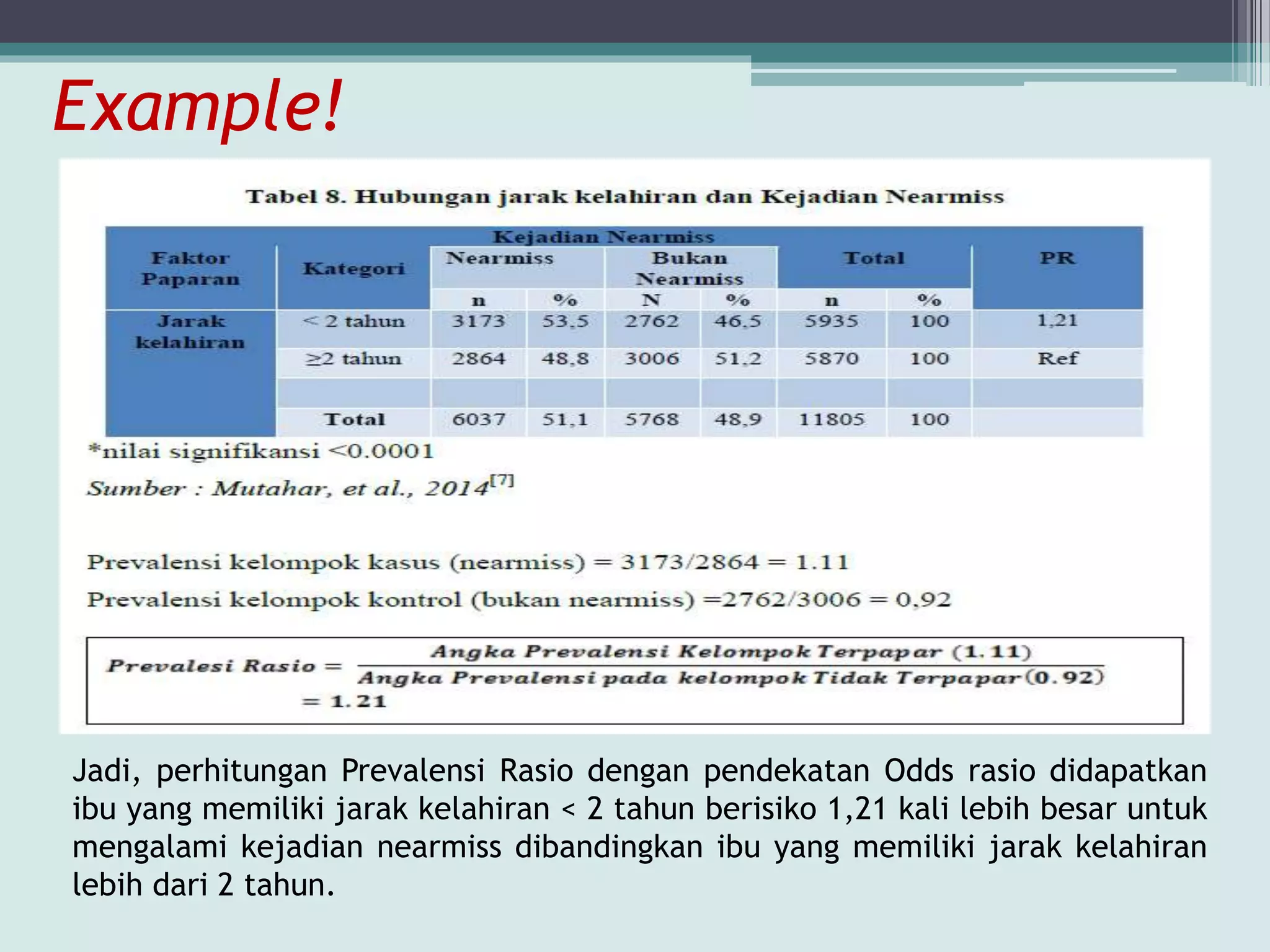 BAB 3 Aplikasi perhitungan risk rasio, odds rasio dan prevalens rasio ...