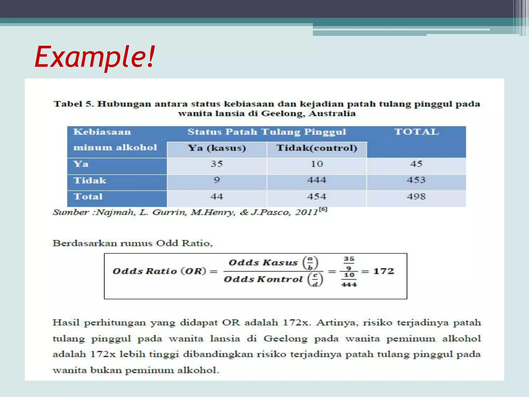 BAB 3 Aplikasi perhitungan risk rasio, odds rasio dan prevalens rasio ...