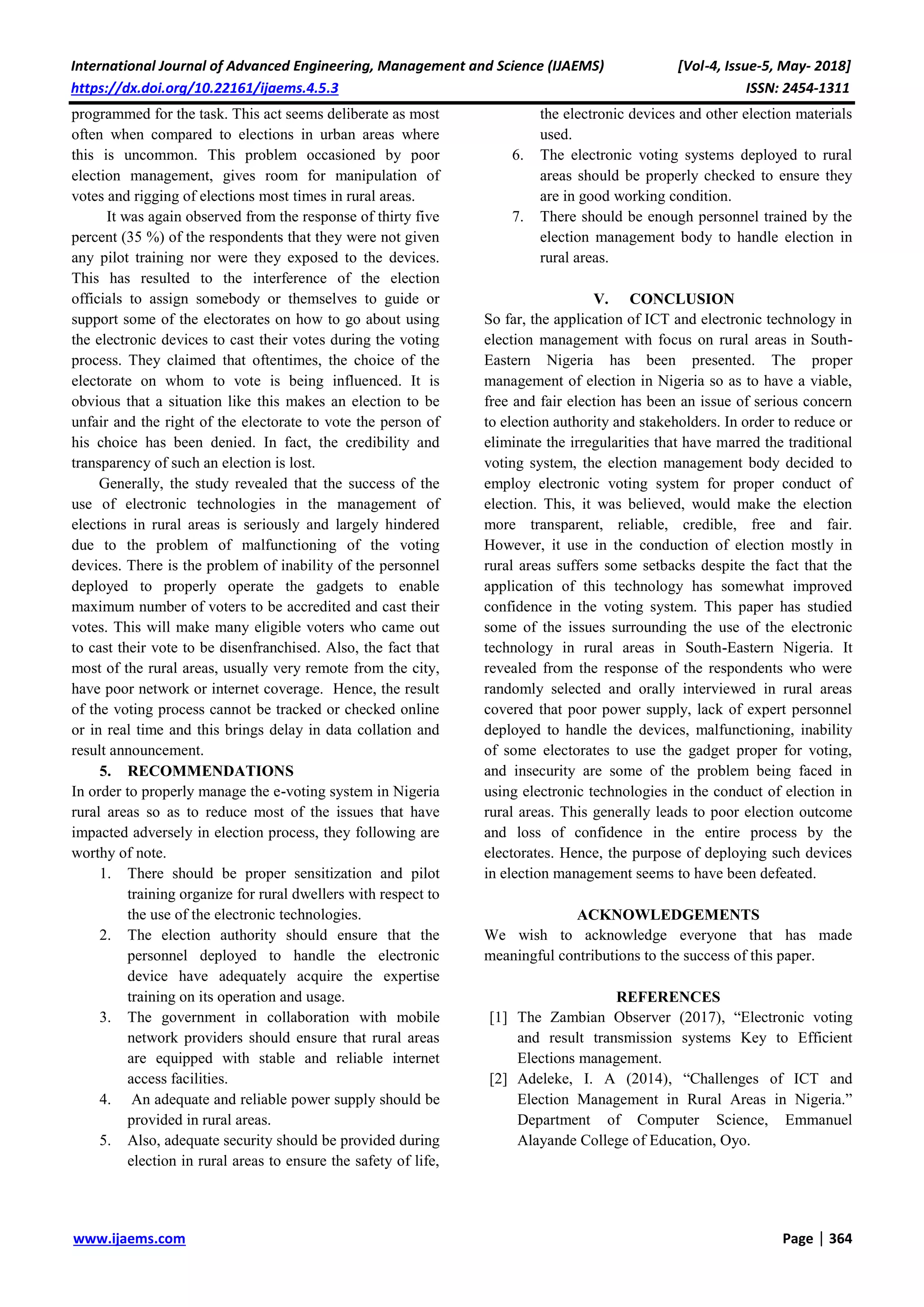 Application of ICT and Electronic Technology in Election Management ...