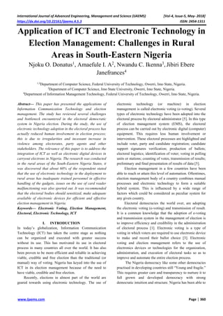 Application of ICT and Electronic Technology in Election Management ...