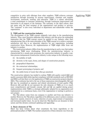 3 applying tqm to the construction industry | PDF