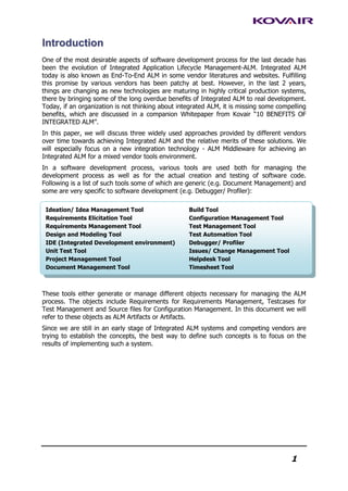 3 Approaches to Integrated ALM, A case for ALM Platform | PDF