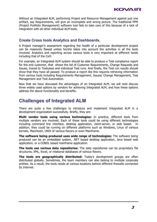 3 Approaches to Integrated ALM, A case for ALM Platform | PDF