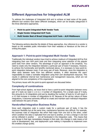 3 Approaches to Integrated ALM, A case for ALM Platform | PDF