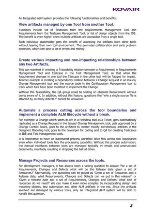 3 Approaches to Integrated ALM, A case for ALM Platform | PDF