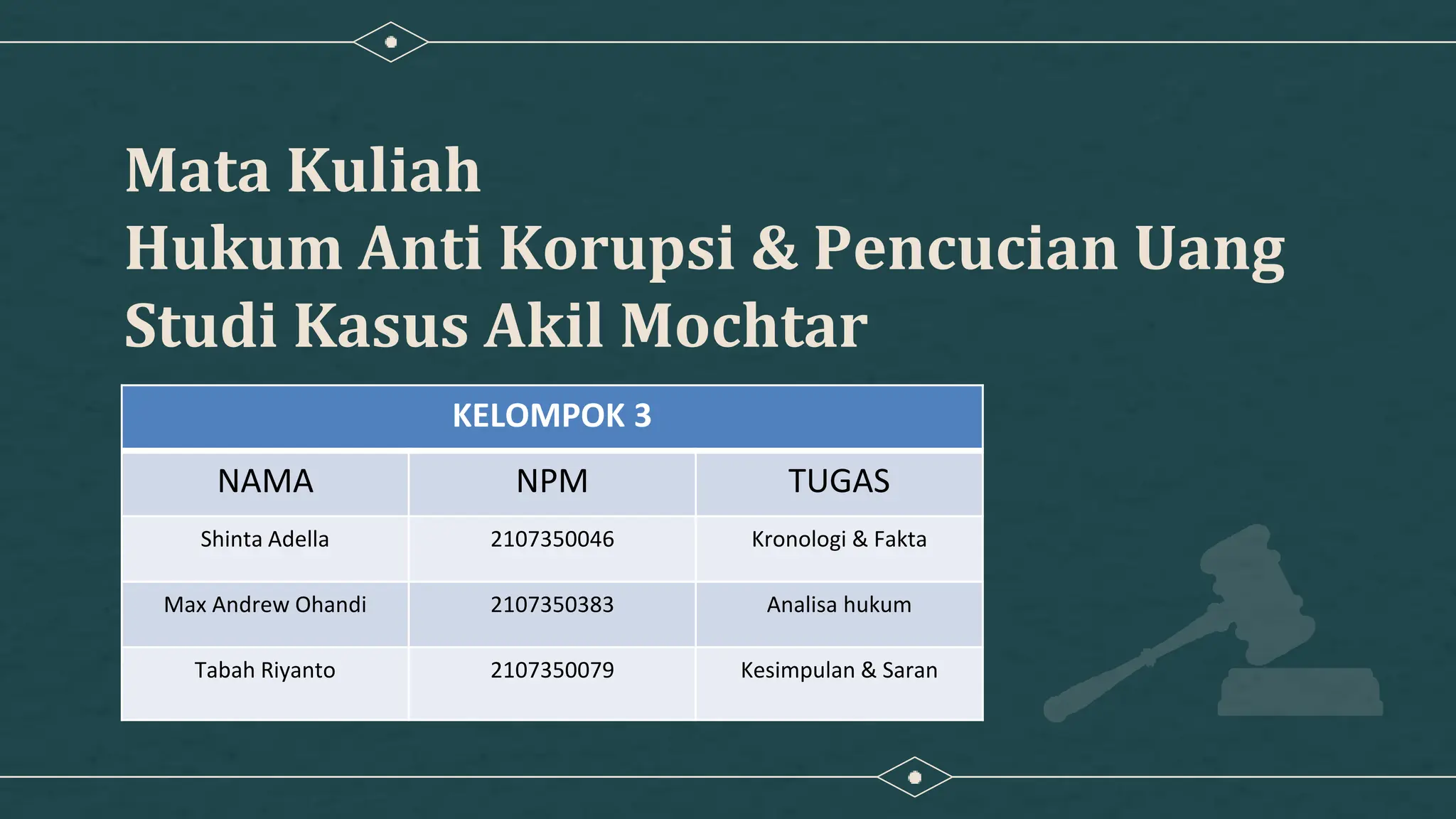 hukum Anti korupsi & Pencucian uang studi kasus AKIL MOCHTAR_Kelompok 3.pptx