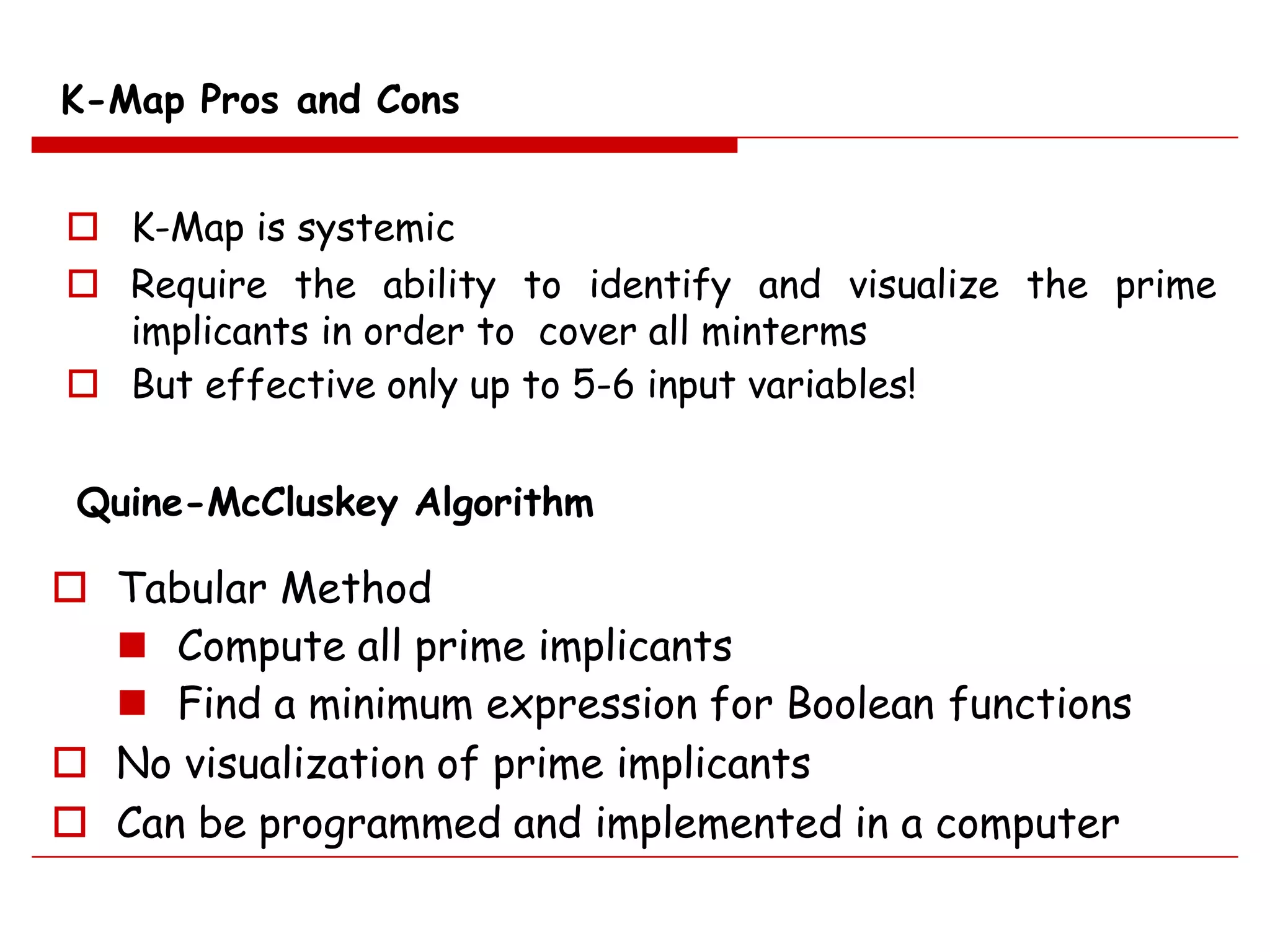 quine mc cluskey method | PPTX