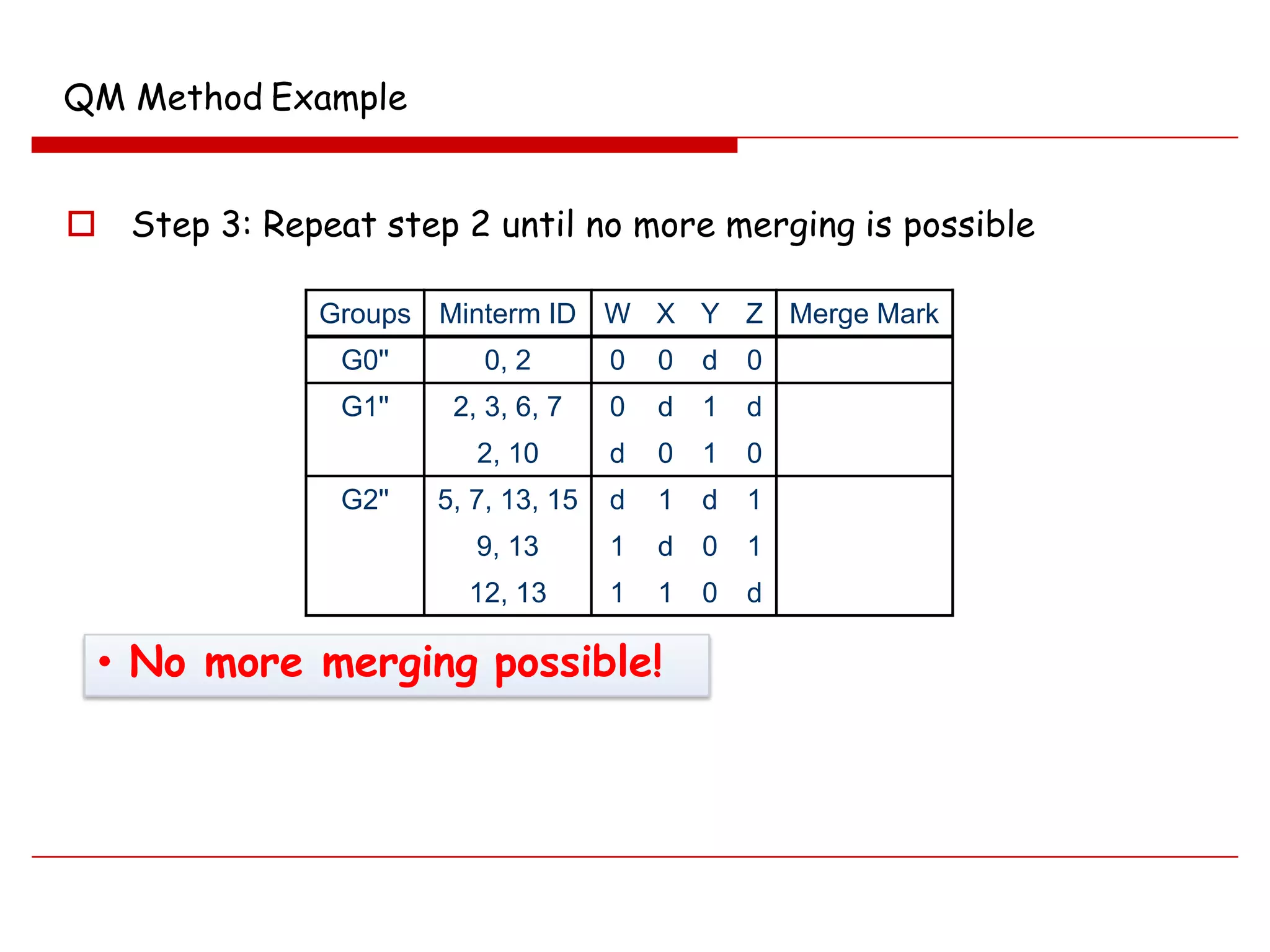 quine mc cluskey method | PPTX