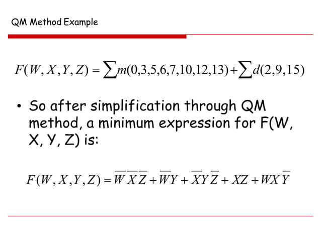 quine mc cluskey method | PPTX | Technology & Computing
