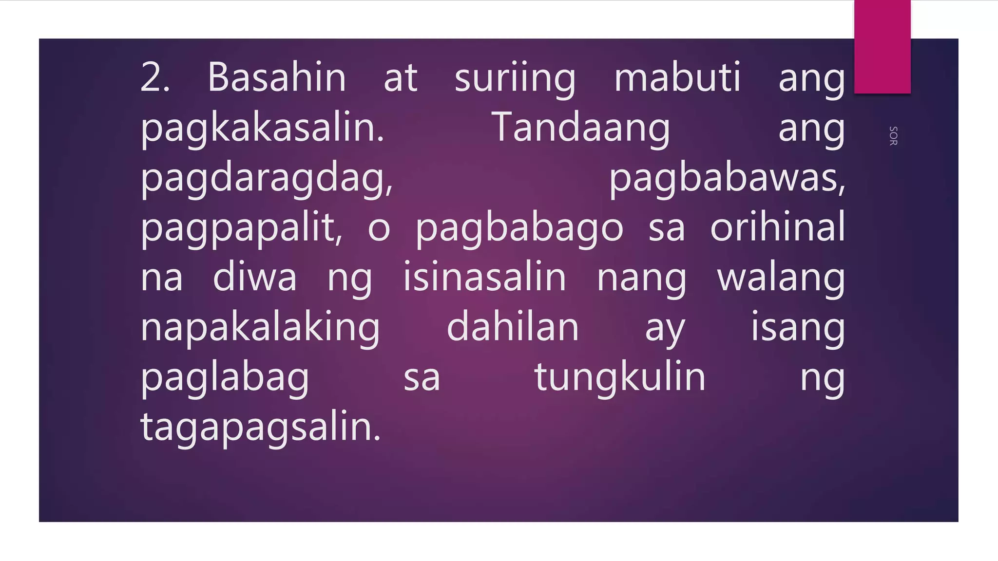 ARALIN 3.1 Liongo, Mga Pamantayan sa Pagsasaling-Wika, Naglalahad | PPTX