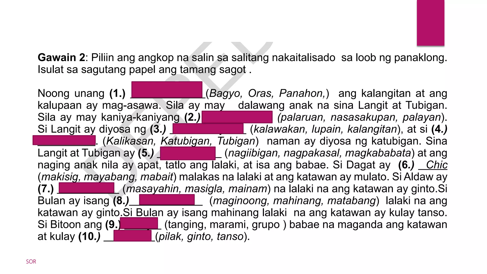ARALIN 3.1 Liongo, Mga Pamantayan sa Pagsasaling-Wika, Naglalahad | PPTX