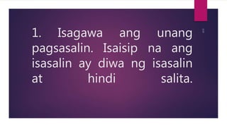 ARALIN 3.1 Liongo, Mga Pamantayan sa Pagsasaling-Wika, Naglalahad | PPTX