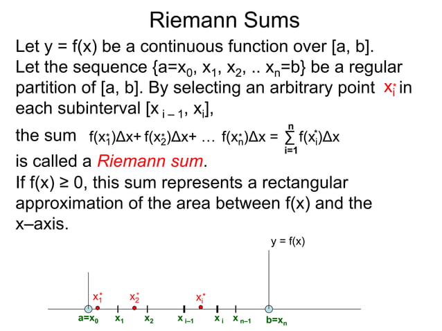 3 areas, riemann sums, and the fundamental theorem of calculus x | PPT