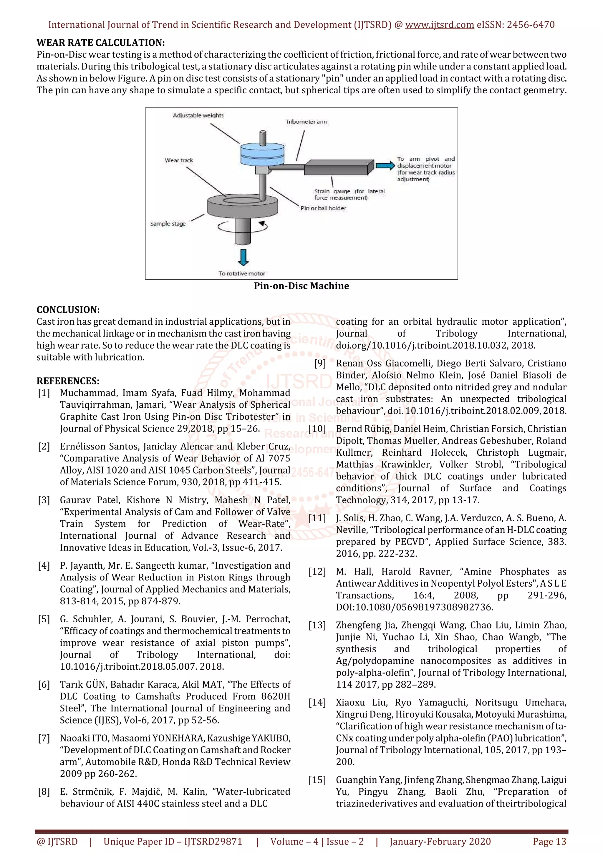 A Review Tribological analysis of Cast Iron by Advanced Coating | PDF