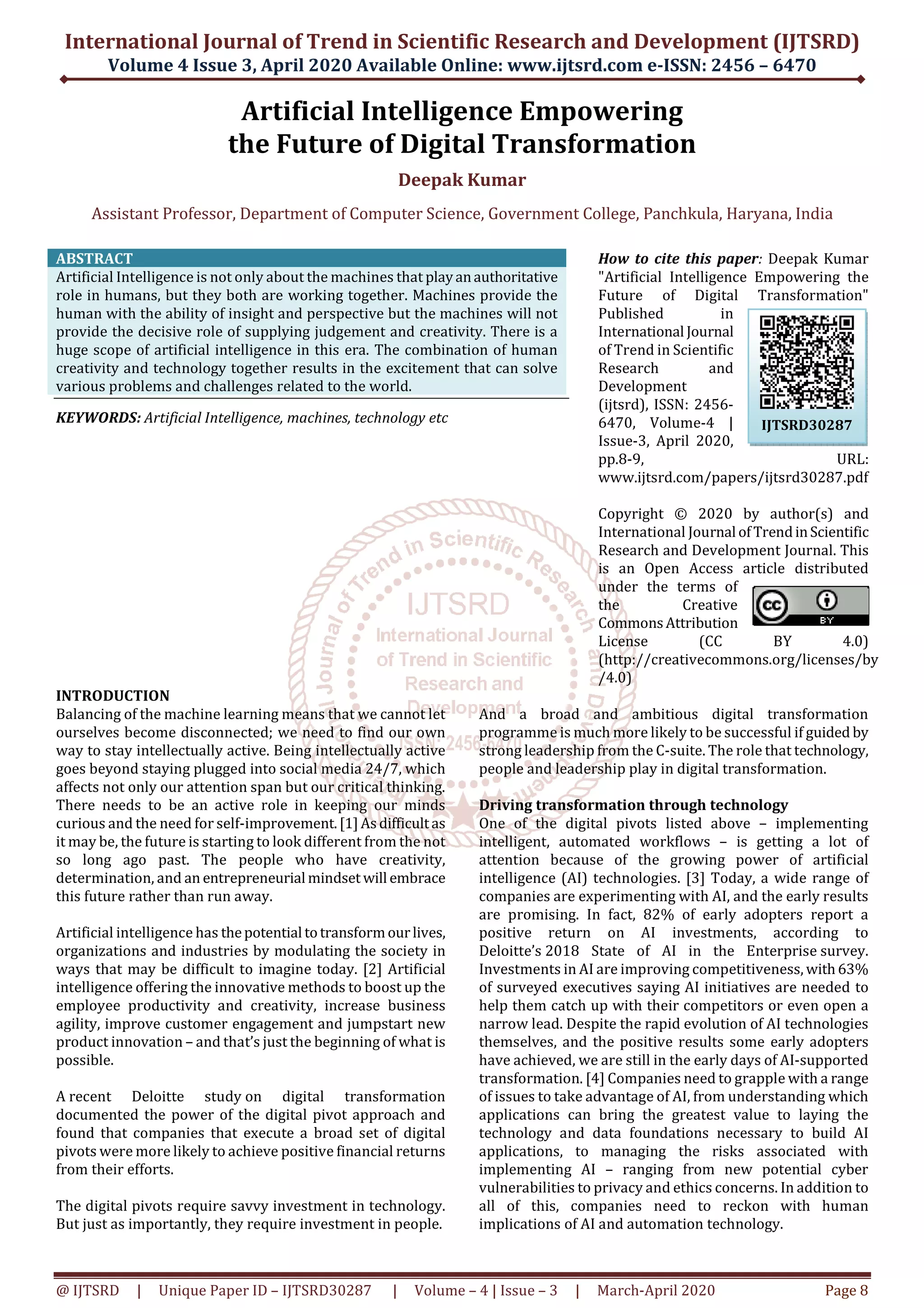 Artificial Intelligence Empowering the Future of Digital Transformation ...