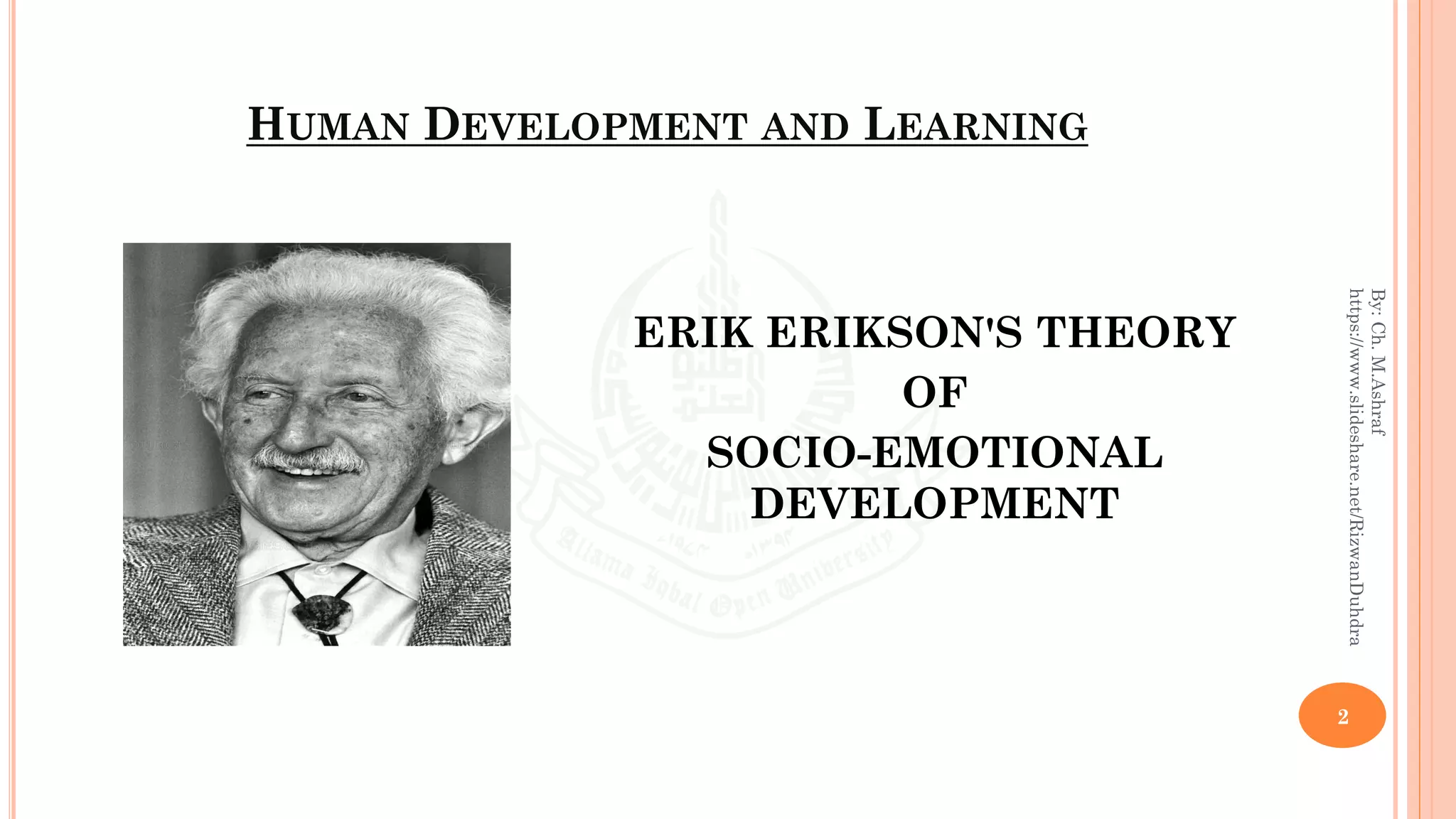 ERIK ERIKSON'S THEORY OF SOCIO-EMOTIONAL DEVELOPMENT | PDF