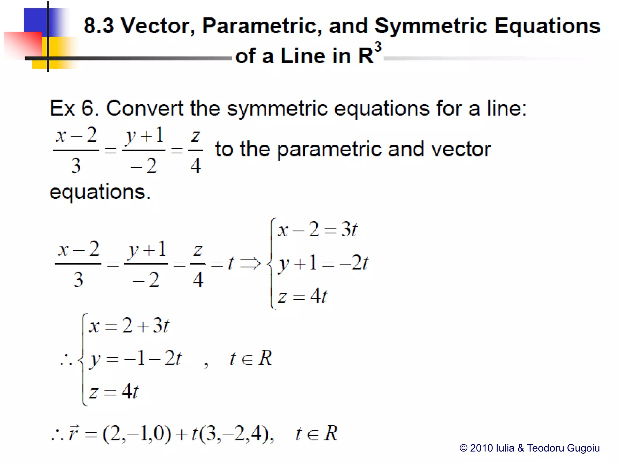 3a vector parametric_and_symmetric_equations_of_a_line_in_r3 | PPT