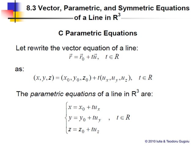 3a vector parametric_and_symmetric_equations_of_a_line_in_r3 | PPT