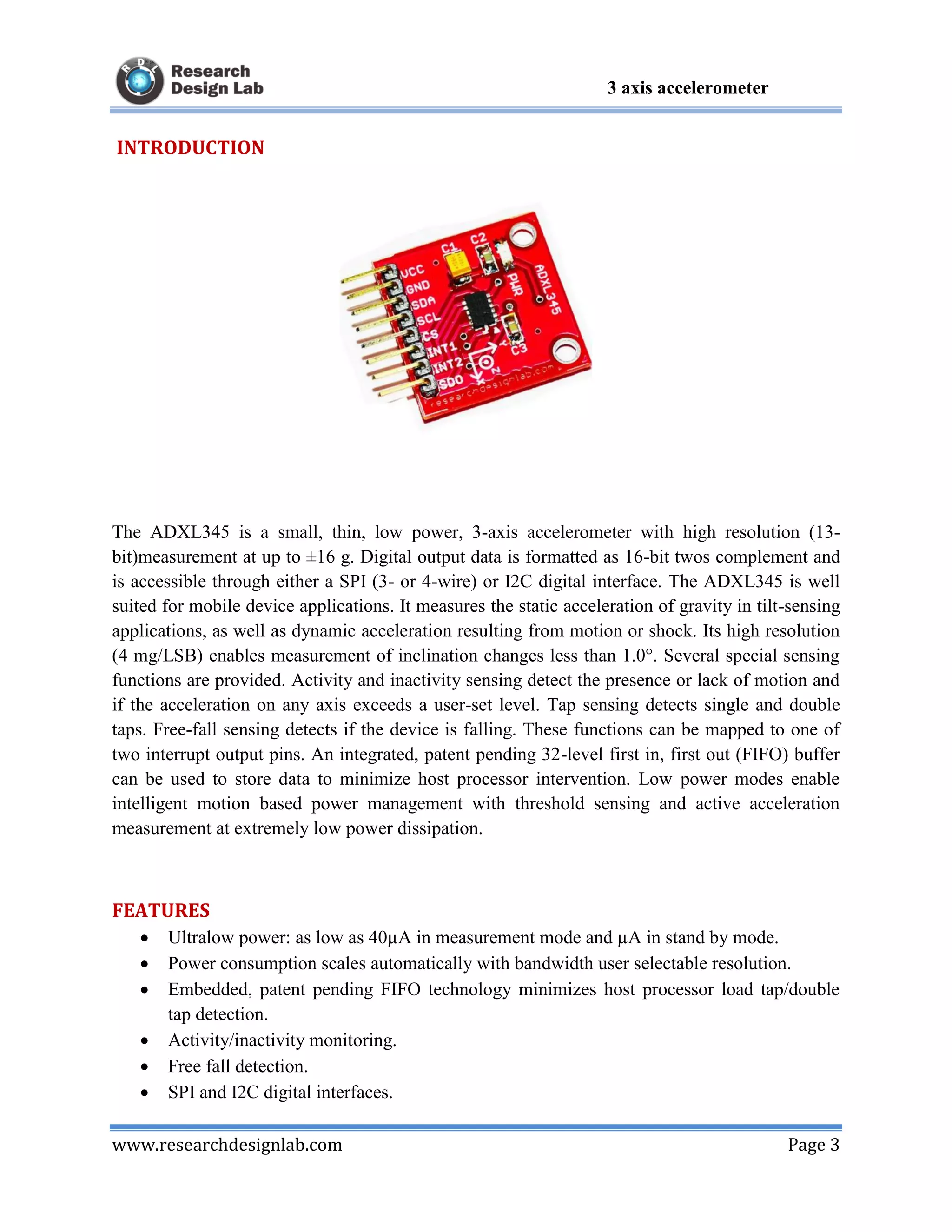 3 axis accelorometer- ADXL345 | PDF