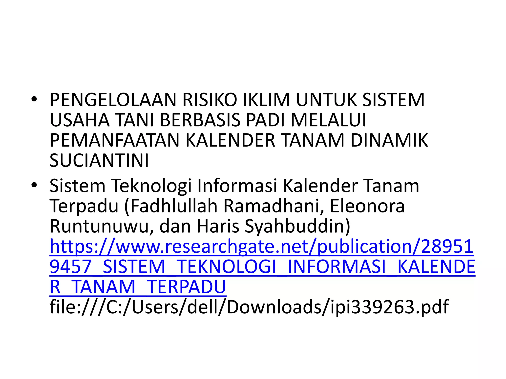 Aplikasi KATAM (Kalender Tanaman Terpadu) _ Materi Training ...