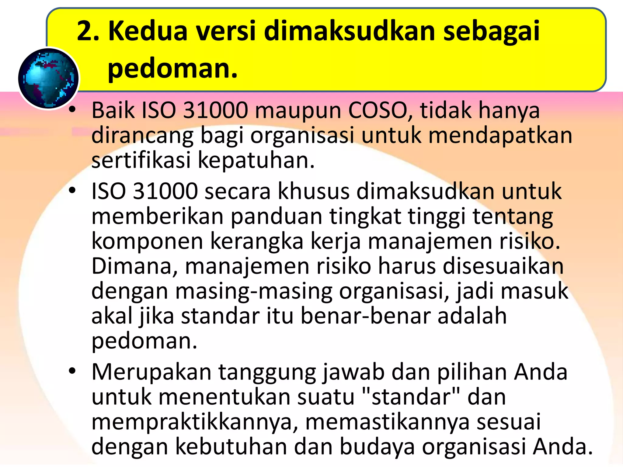 Perbedaan & Persamaan antara "COSO ERM dengan ISO 31000" _Training "MANAJEMEN RISIKO STRATEGIS ...