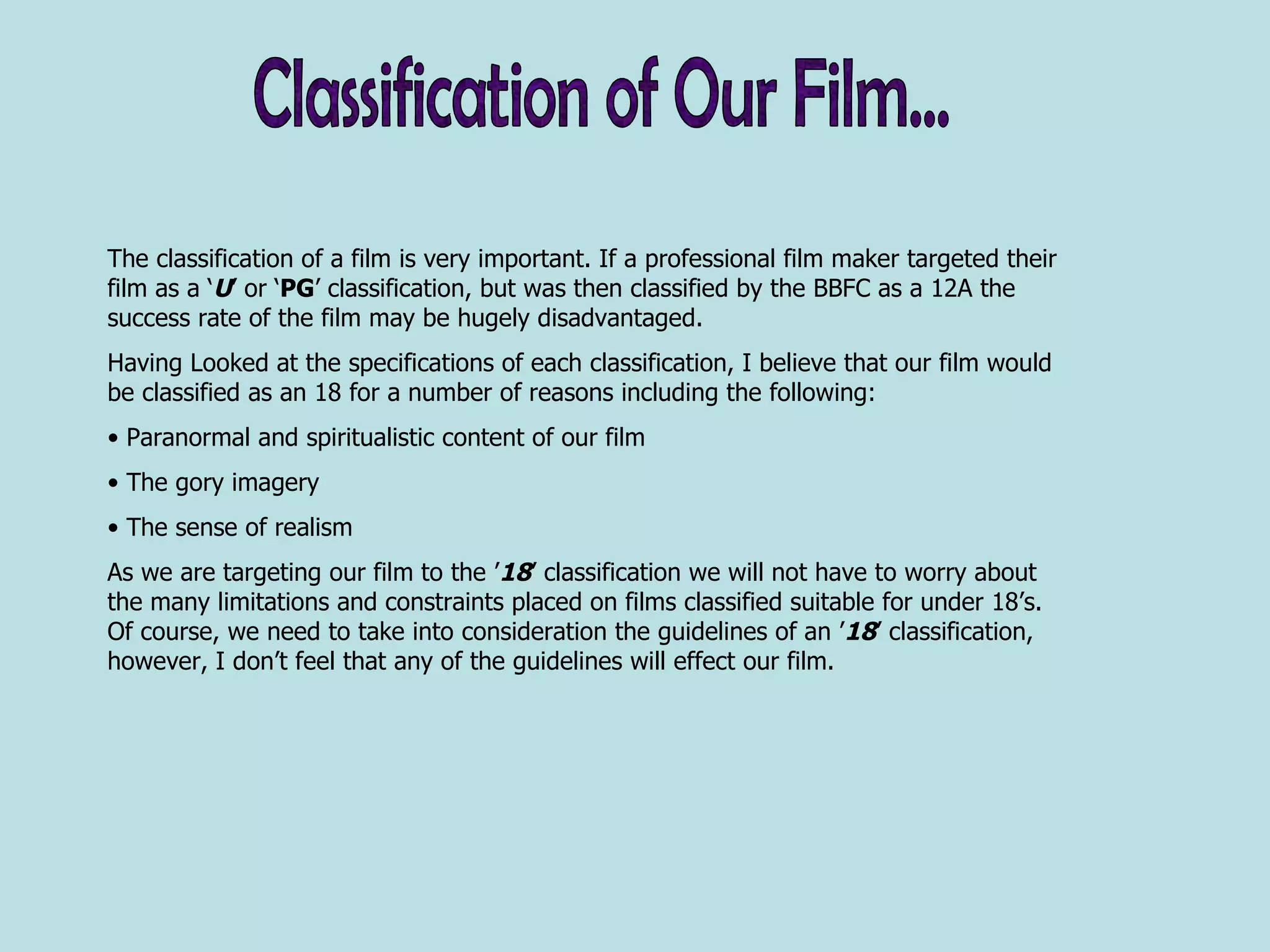 Film Classification By Hollie-Jade Higgins | PPT