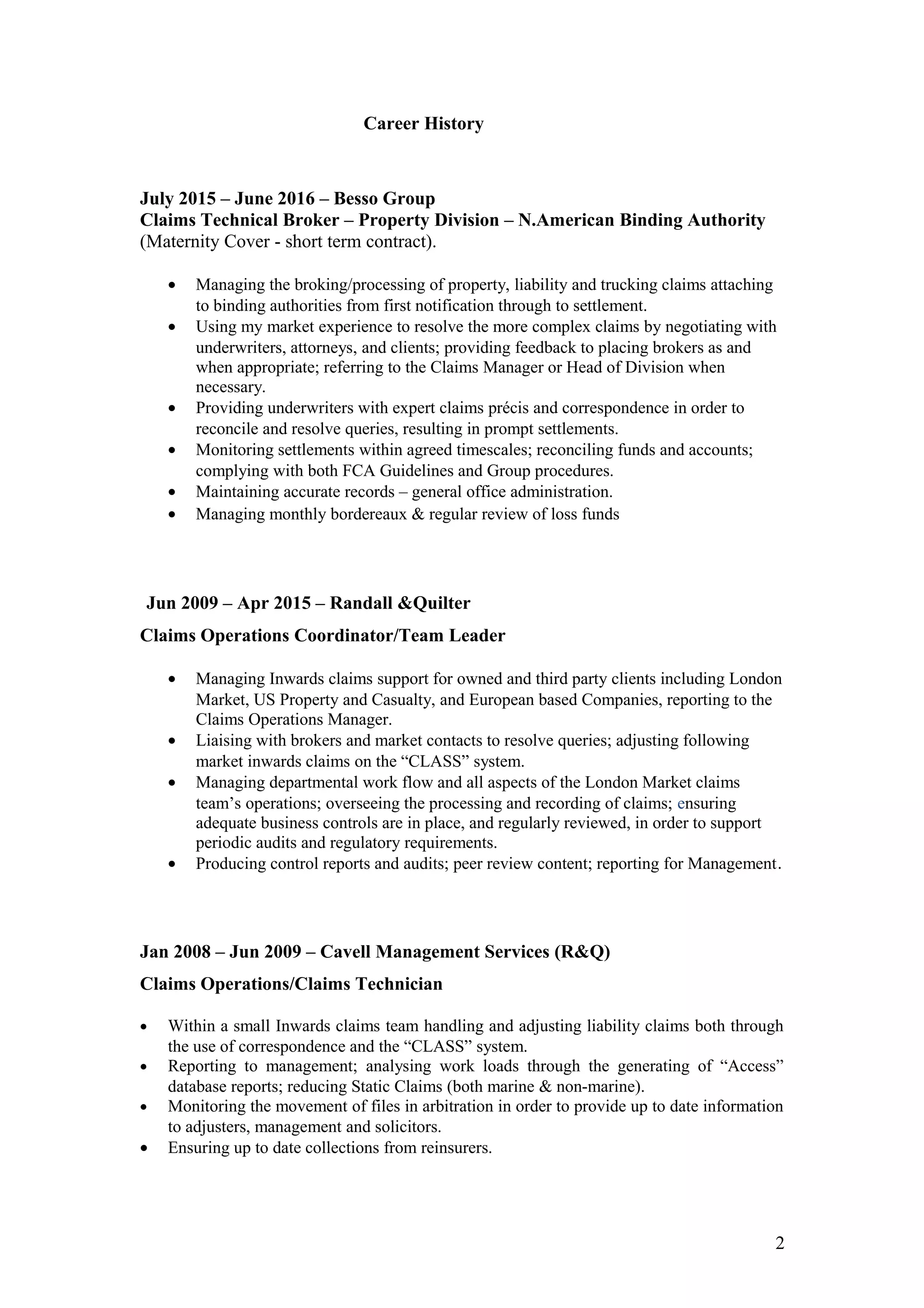 Sue Mullan - current CV | DOC