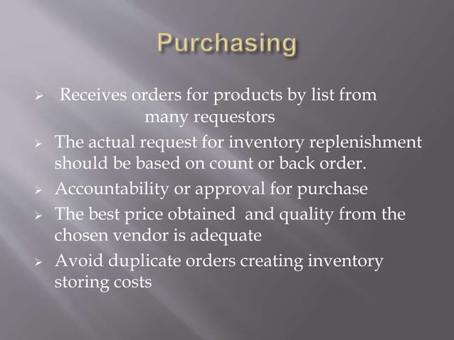 Internal controls Purchasing, inventory, | PPT