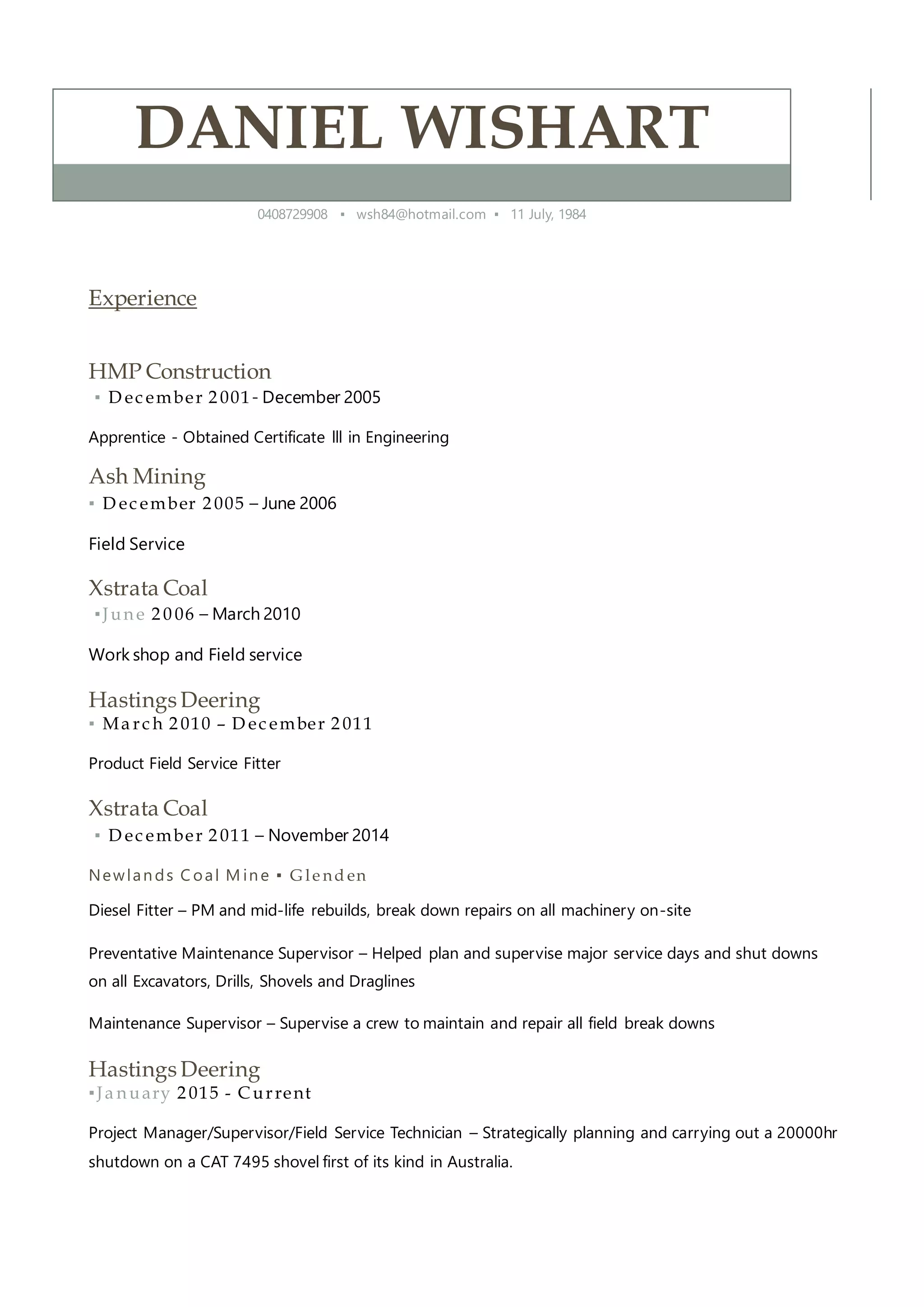 Daniel Resume 2015 | DOCX