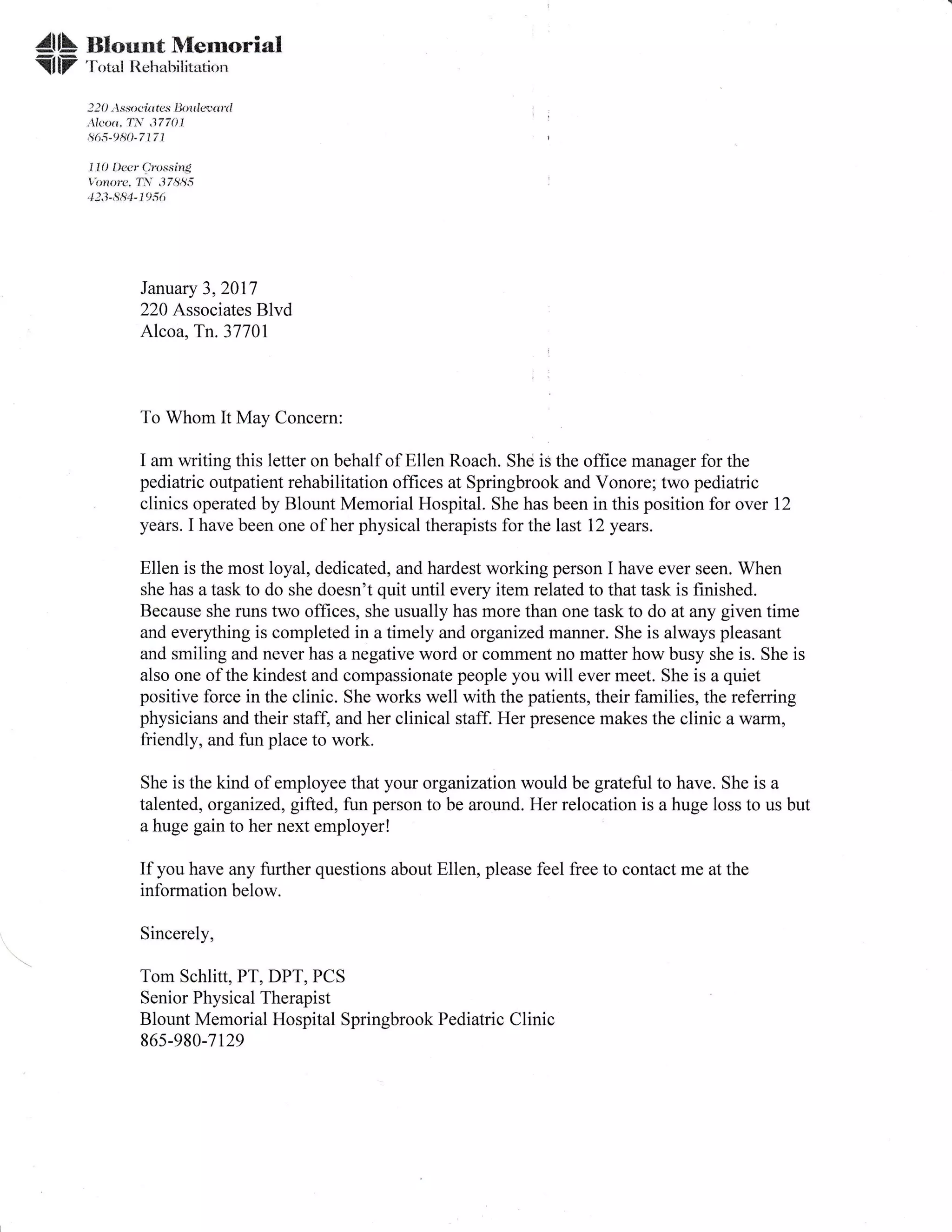Recommendation letter from T.Schlitt PT | PDF