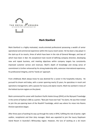 Mark Stanford bio 2015 | PDF