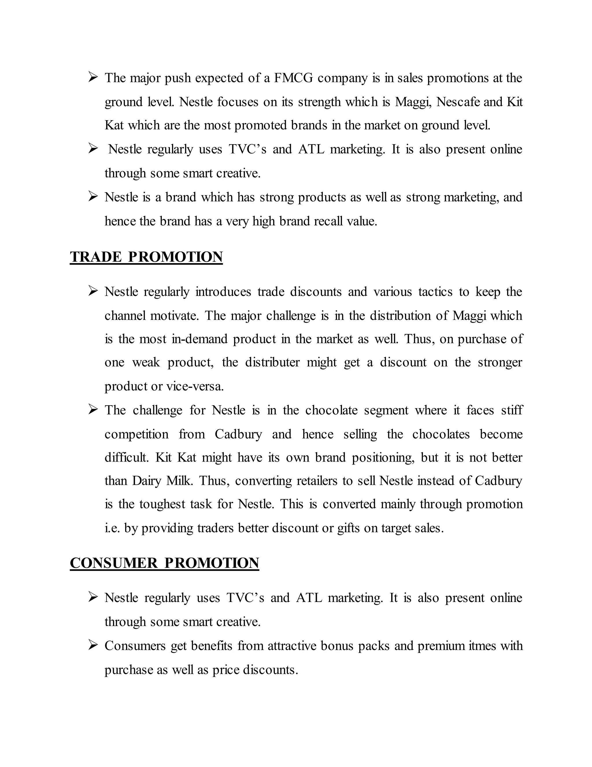 PROJECT ON SALES PROMOTION OF NESTLE | DOCX