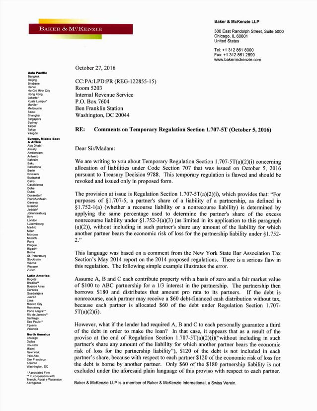 Comment Letter on Reg Section 1.707-5T | PDF