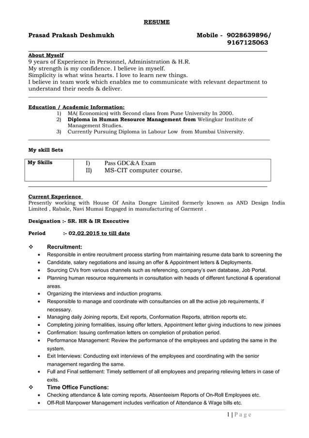 Resume prasad | PDF