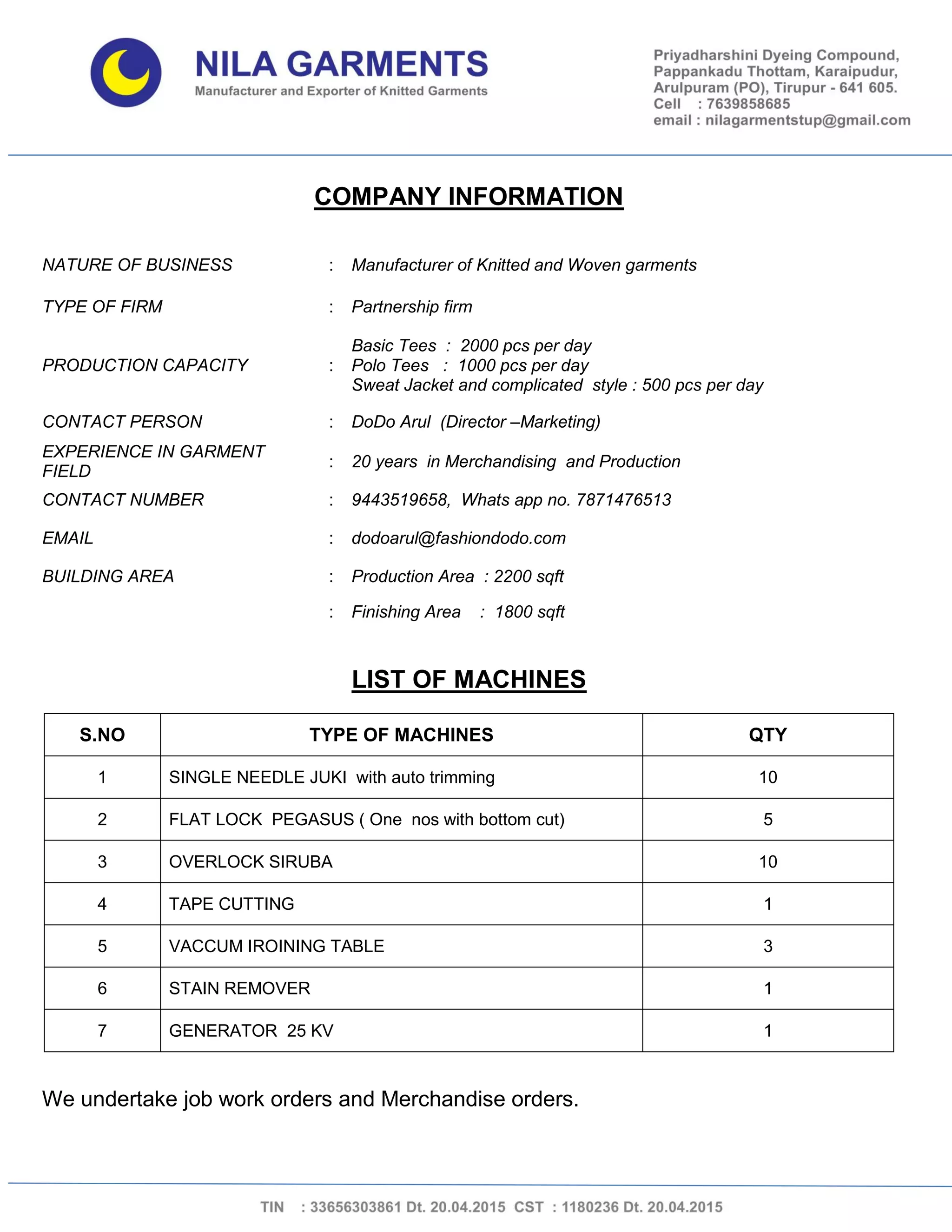 DODO NILA FACTORY PROFILE | PDF