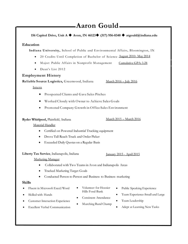 Aaron's Resume 2016 Edition | DOCX | Business | Business and Finance