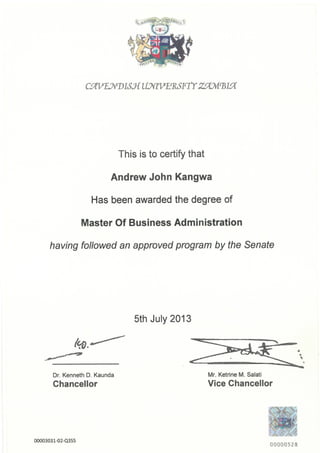 Degree of Masters of Business Admin. | PDF