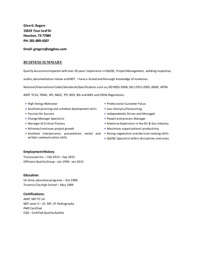 Glen Rogers Resume 2015 | DOCX