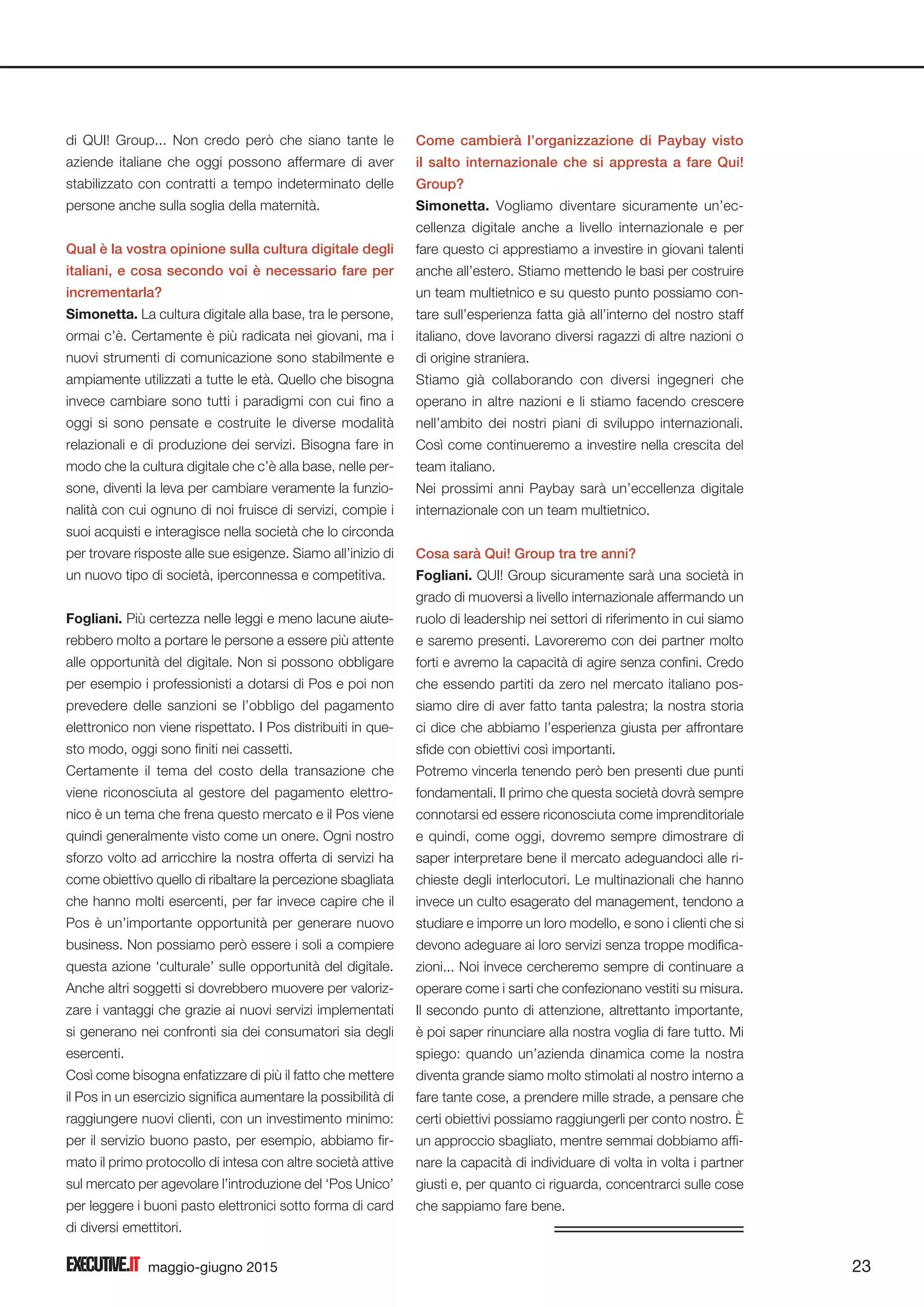 Intervista Executive_Gregorio_Fogliani_Pierluigi_Simonetta | PDF