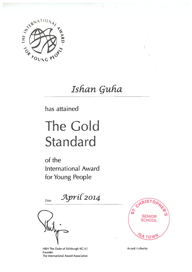 Duke Of Edinburgh - Gold Certificate | PDF